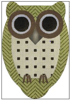 Tweedy Green Herringbone Owl– Stitch Therapy Needleworks