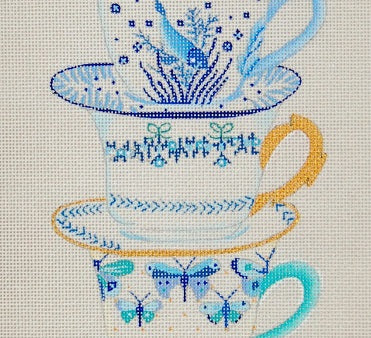 Blue And White Stacked Cups– Stitch Therapy Needleworks