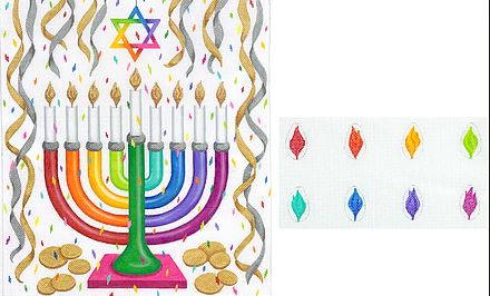 Rainbow Confetti Menorah Set– Stitch Therapy Needleworks
