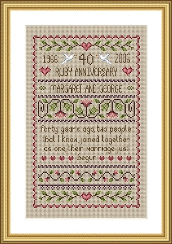 Ruby Anniversary Sampler– Stitch Therapy Needleworks