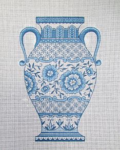 Blue Urn w/ Handles– Stitch Therapy Needleworks