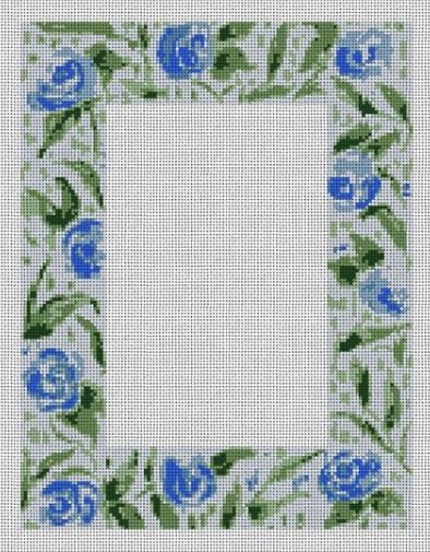 Blue Floral Frame– Stitch Therapy Needleworks